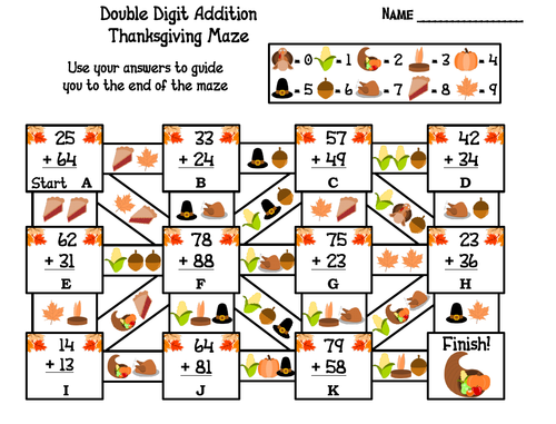 Double Digit Addition With and Without Regrouping Thanksgiving Math ...