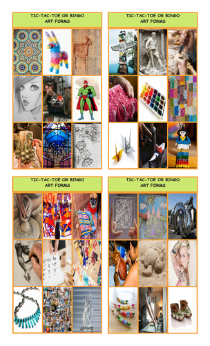 Art Forms Legal Size Photo Tic-Tac-Toe or Bingo Card Game | Teaching ...