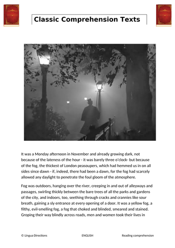 THE WOMAN IN BLACK. A LONDON PARTICULAR. READING COMPREHENSION. WITH ...