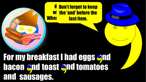 Commas in Lists PowerPoint | Teaching Resources Commas in Lists PowerPoint | Teaching Resources