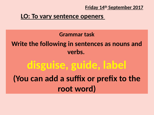 PIG HEART BOY YEAR 6 - LESSON 5 - TO VARY SENTENCE OPENERS | Teaching ...