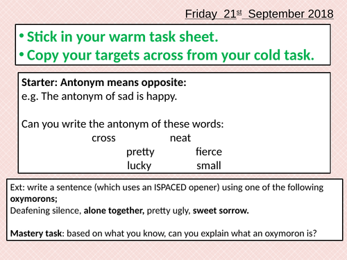 PIG HEART BOY YEAR 6 - LESSON 8 - WARM TASK TO EVALUATE PROGRESS ...