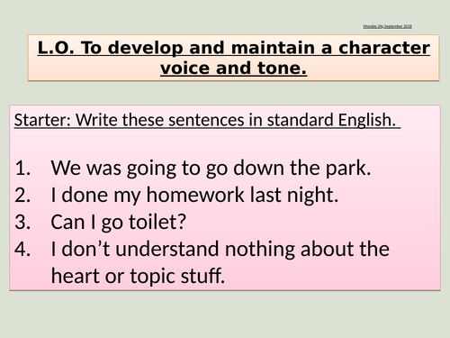 PIG HEART BOY YEAR 6 - LESSON 9 - TO DEVELOP A CHARACTER TONE AND VOICE ...