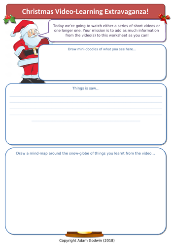 Christmas A4 Video-Learning Worksheets [x3] (Instant Lesson ...
