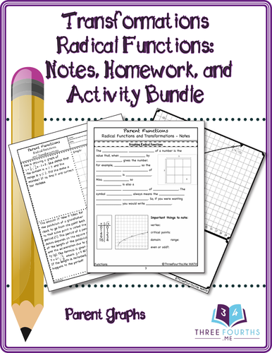 Transformations Of Radical Square Root Functions Bundle Teaching