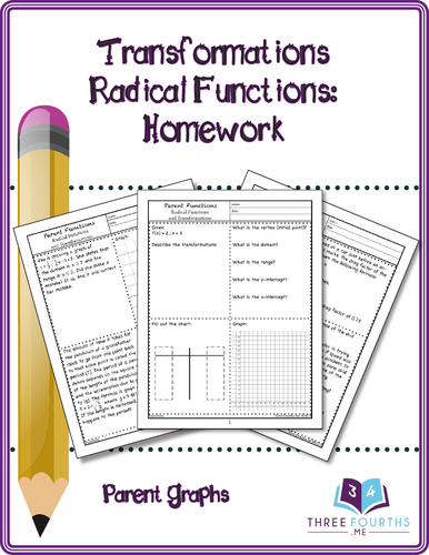 Transformations Of Radical Square Root Functions Homework Teaching