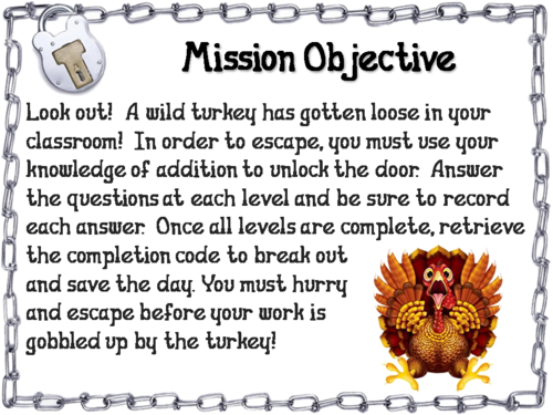Double Digit Addition Without Regrouping Game: Thanksgiving Escape Room ...