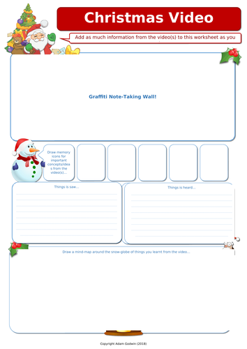 Christmas Lesson / Activity [A3 Video-Learning Worksheets x 4 ...