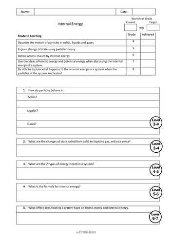 KS4 GCSE Physics AQA P6 4 Internal Energy Lesson Bundle | Teaching ...
