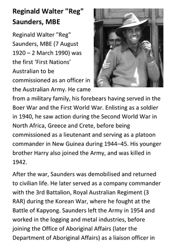 Reginald Walter Saunders Handout | Teaching Resources