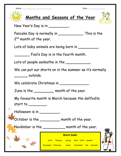 Seasons and Months - 3 differentiated activity booklets | Teaching ...