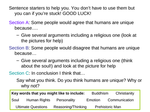 What makes humans unique? Assessment | Teaching Resources What makes humans unique? Assessment | Teaching Resources