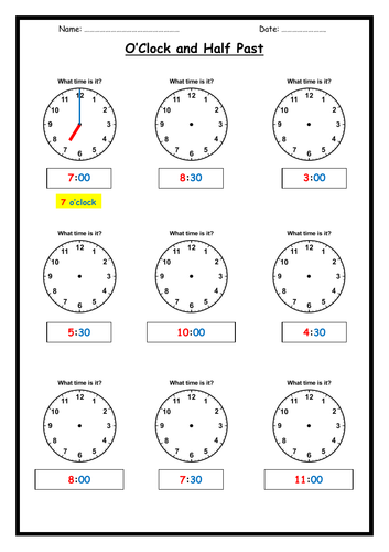 TIME - Draw the hands or write the time | Teaching Resources