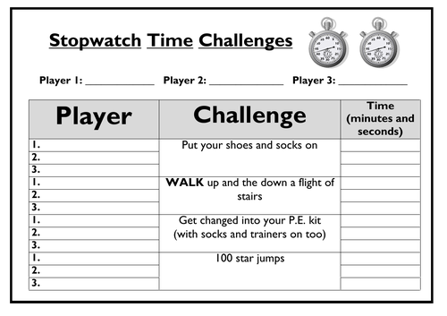 Stopwatch TIME Challenges - GREAT FUN!! | Teaching Resources