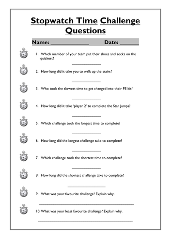 Stopwatch TIME Challenges - GREAT FUN!! | Teaching Resources