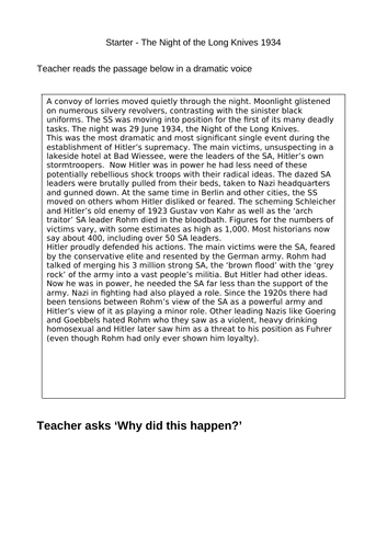 Edexcel 9-1 Weimar and Nazi Germany - Night of the Long Knives - Lesson ...