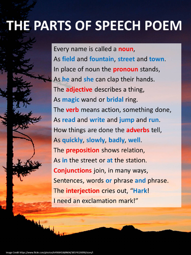 Parts of Speech Poem - FREE POSTER | Teaching Resources