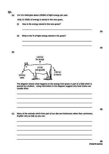 AQA GCSE: B18 Biodiversity and Ecosystems: Selection of Exam Questions ...