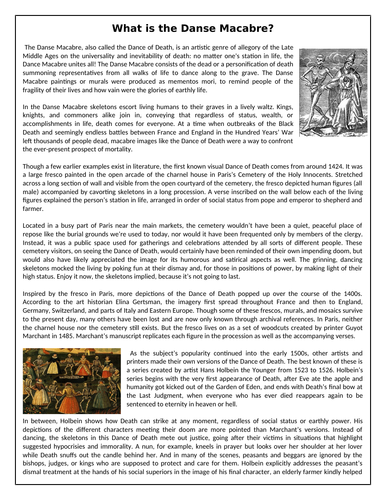 What is the Danse Macabre? - Reading & Comprehension Exercises ...