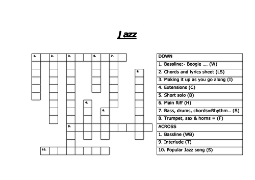 GCSE Music Crossword Starter Pack 2 - 11 Crosswords | Teaching Resources