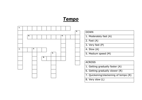 GCSE Music Crossword Starter Pack 2 - 11 Crosswords | Teaching Resources