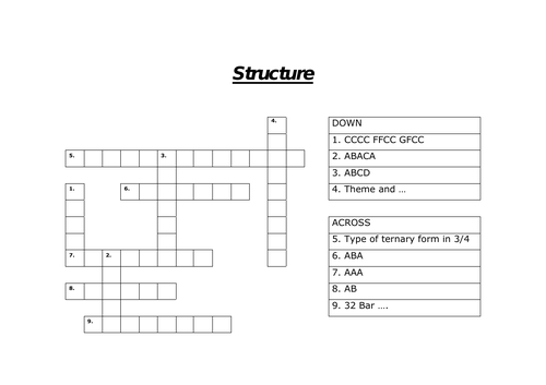 GCSE Music Crossword Starter Pack 2 - 11 Crosswords | Teaching Resources