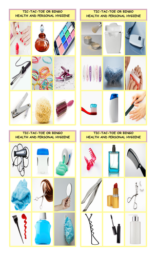 Health and Personal Hygiene Legal Size Photo Tic-Tac-Toe or Bingo Card ...