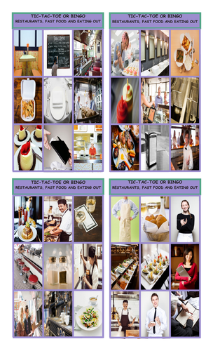 Restaurants and Fast Food Legal Size Photo Tic-Tac-Toe or Bingo Card ...