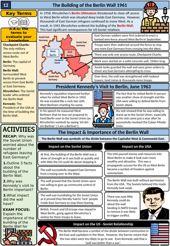 Berlin Wall 1961 - Cold War & Superpower - GCSE History Edexcel ...