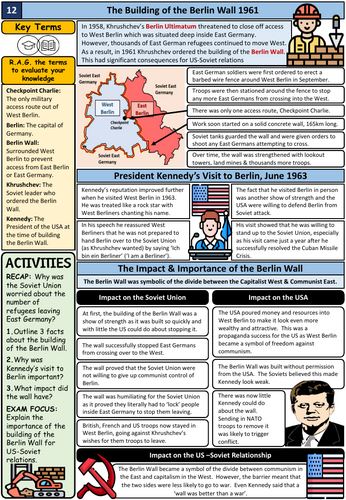 Berlin Wall 1961 - Cold War & Superpower - GCSE History Edexcel ...