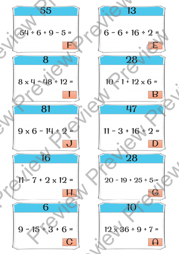 BIDMAS treasure hunts (order of operations) | Teaching Resources