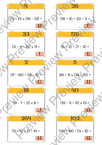 BIDMAS treasure hunts (order of operations) | Teaching Resources