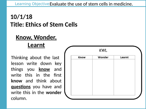 AQA GCSE: B2 Cell Division: L4 Ethics of Stem Cells | Teaching Resources