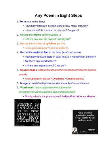 Any Poem in Eight Steps | Teaching Resources