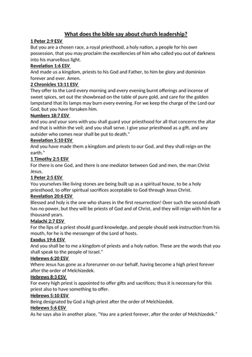 Role of Ordained Ministry - Priest/Leadership | Teaching Resources