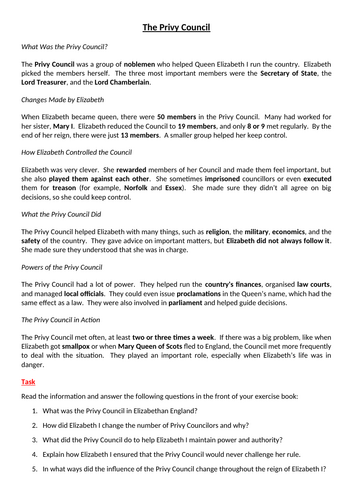 National Government - The Role of the Privy Council in Elizabethan ...