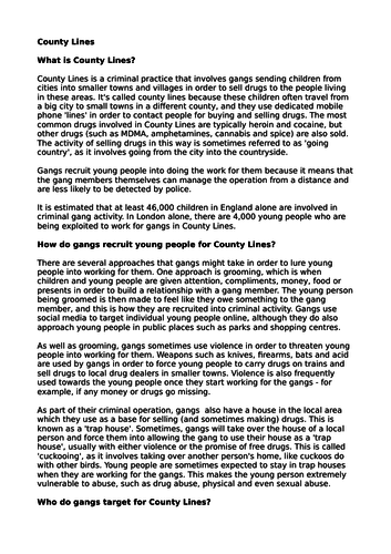 County Lines + Gangs PSHE | Teaching Resources