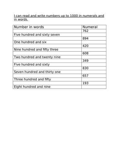 Read and write numbers to 1000 year 3 complete lesson | Teaching Resources