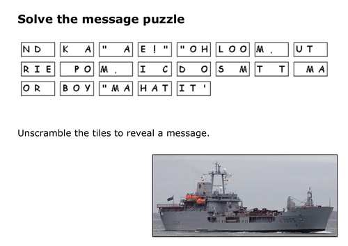 Solve the message puzzle from Simon Weston | Teaching Resources