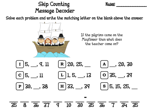 Skip Counting by 2, 3, 4, 5, 10 Thanksgiving Math Activity | Teaching ...