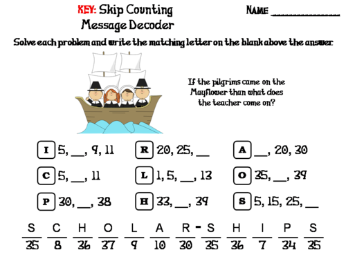 Skip Counting by 2, 3, 4, 5, 10 Thanksgiving Math Activity | Teaching ...