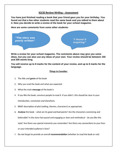 Igcse Esl Review Writing Bundle Teaching Resources