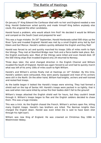 The Battle of Hastings | Teaching Resources