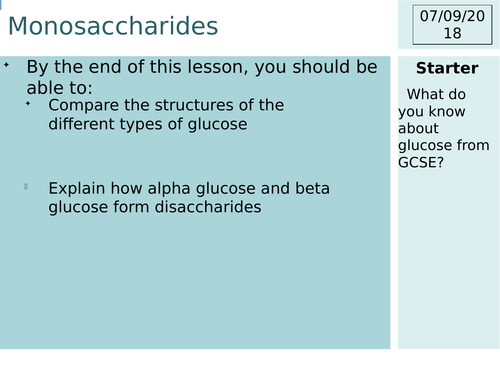 OCR Biology Monosaccharides full lesson | Teaching Resources