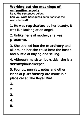 Fun reading strategies lesson (working out the meaning of unfamiliar ...