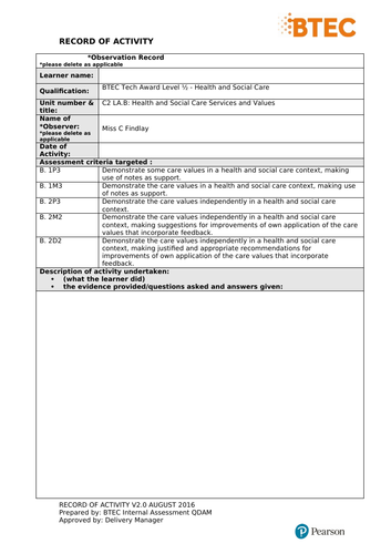L2 BTEC Tech HSC - C2 LA.B (Role Play) 2017 | Teaching Resources