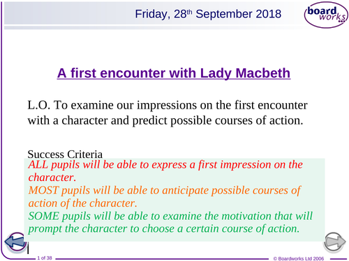 Act 1, scene 5 - We meet Lady Macbeth | Teaching Resources