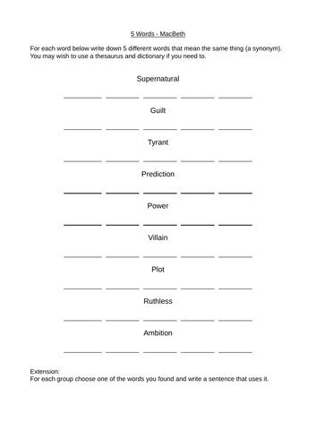 14 Vocabulary Builder Worksheets Tasks English Language Literature GCSE ...