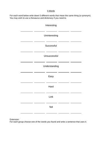 14 Vocabulary Builder Worksheets Tasks English Language Literature GCSE ...