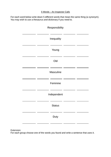 14 Vocabulary Builder Worksheets Tasks English Language Literature GCSE ...